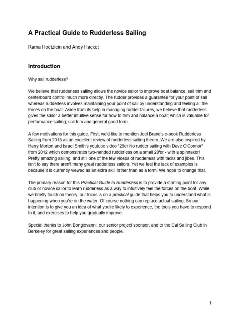 A Practical Guide To Rudderless Sailing | PDF | Wound | Water Transport