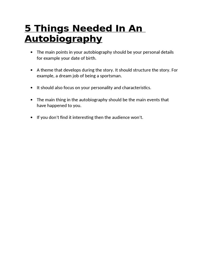 5 Things Needed in An Autobiography | PDF