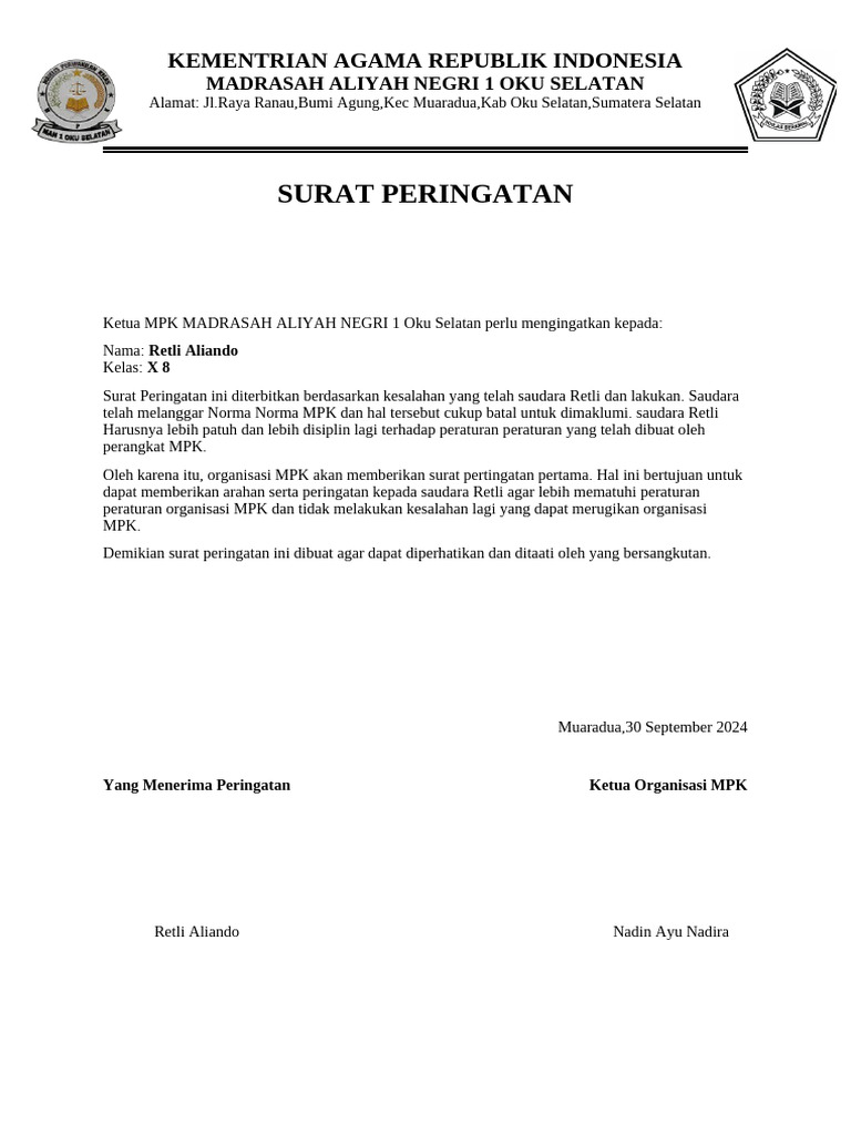 Surat Peringatan | PDF
