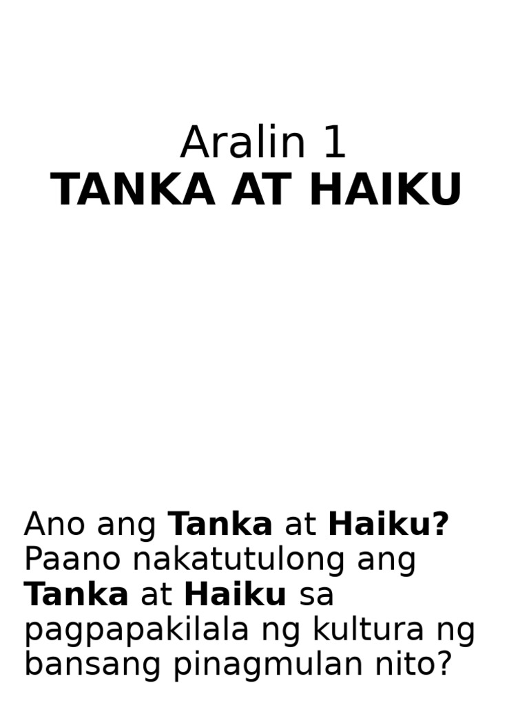 Tanka at Haiku Power Point 2nd Quarter | PDF
