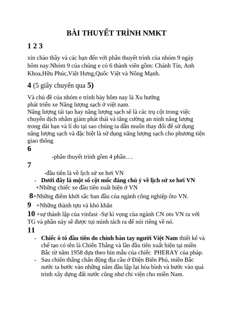 BÀI THUYẾT TRÌNH NMKT | PDF