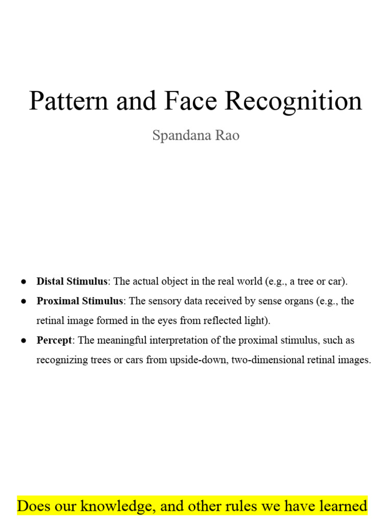 Pattern and Face Recognition | PDF | Perception | Experience