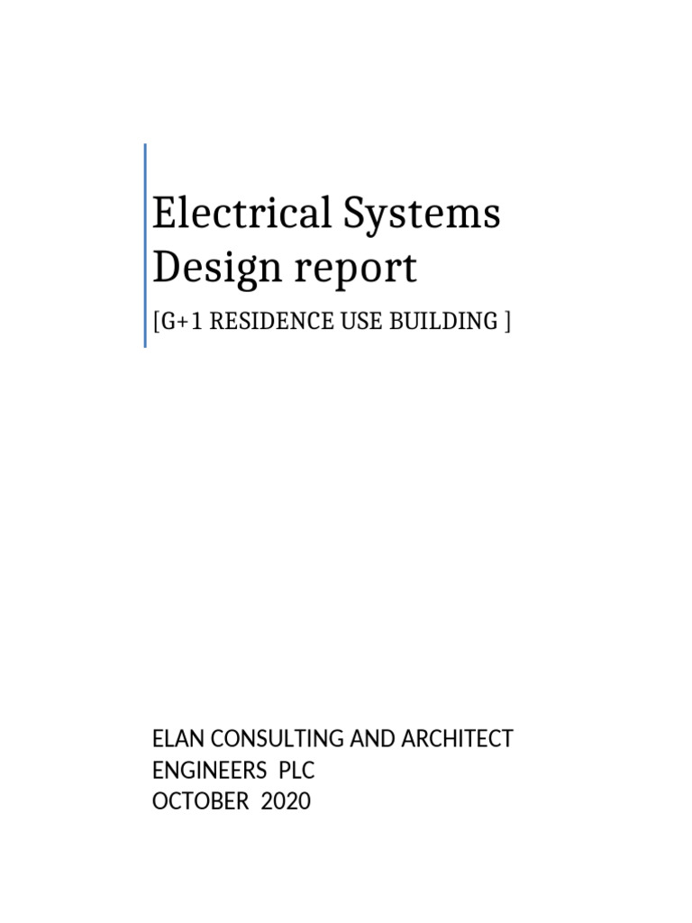 Electrical Systems design report to G+1 | PDF | Electrical Wiring ...