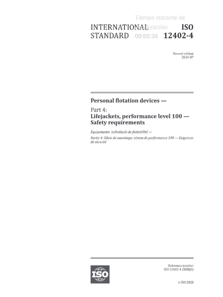 ISO 12402-4. Dispositivos de flotación personal. nivel 100 - requisitos ...