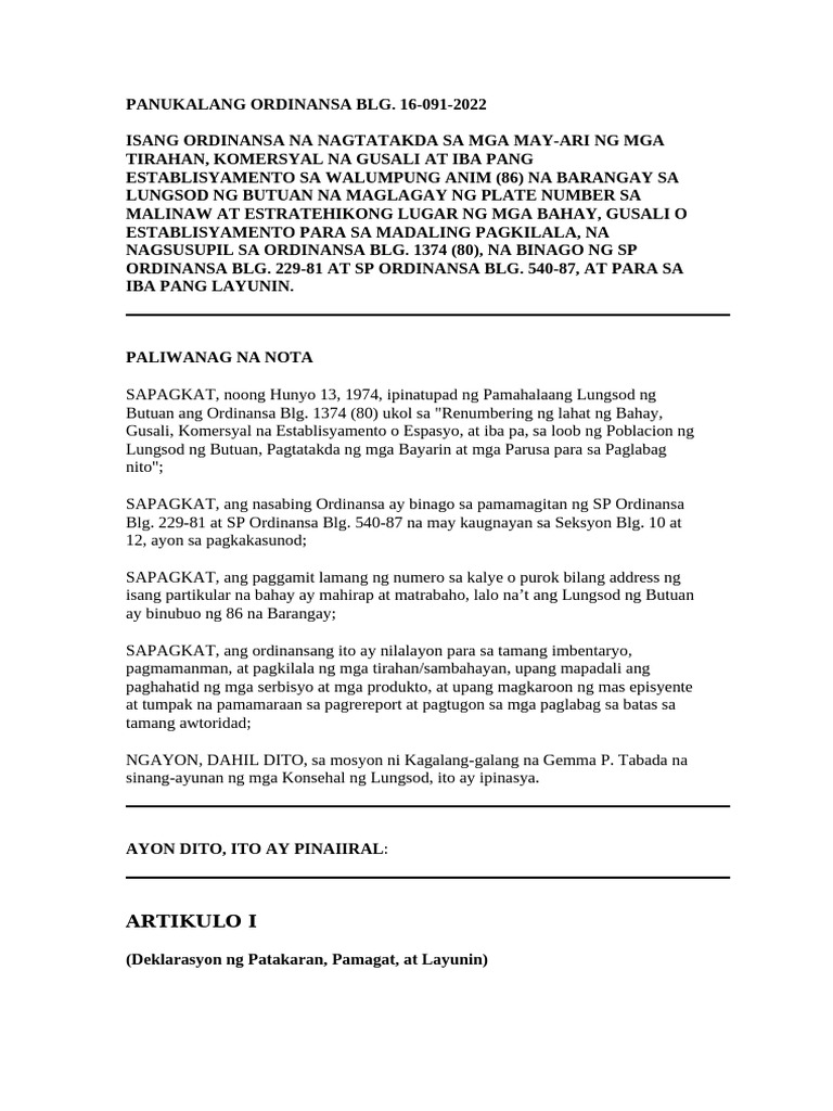 PANUKALANG ORDINANSA BLG | PDF