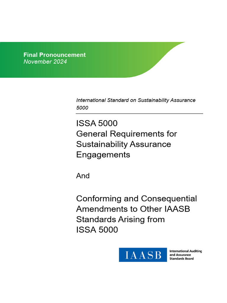 IAASB International Standard On Sustainability Assurance ISSA 5000 | PDF | Audit | Governance