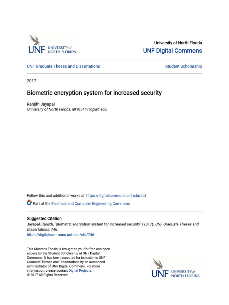 2017 Biometric Encryption System For Increased Security | PDF | Biometrics | Fingerprint