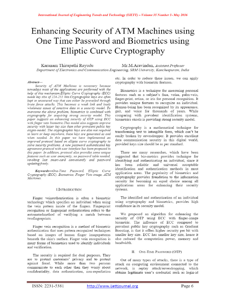 2016 Enhancing Security of ATM Machines Using Elliptic Curve Cryptography | PDF