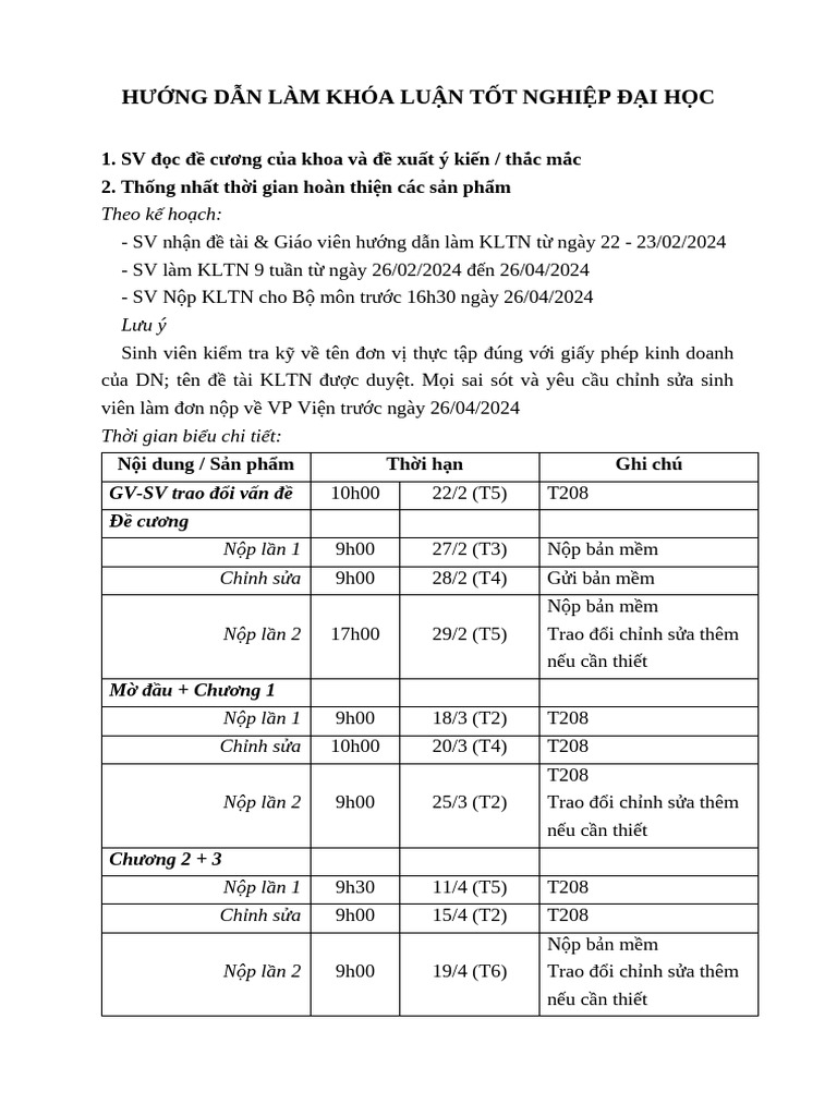 HƯỚNG DẪN KLTN | PDF