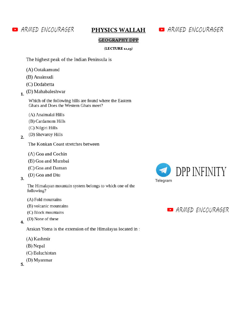 PW GEOGRAPHY DPP 10 | PDF
