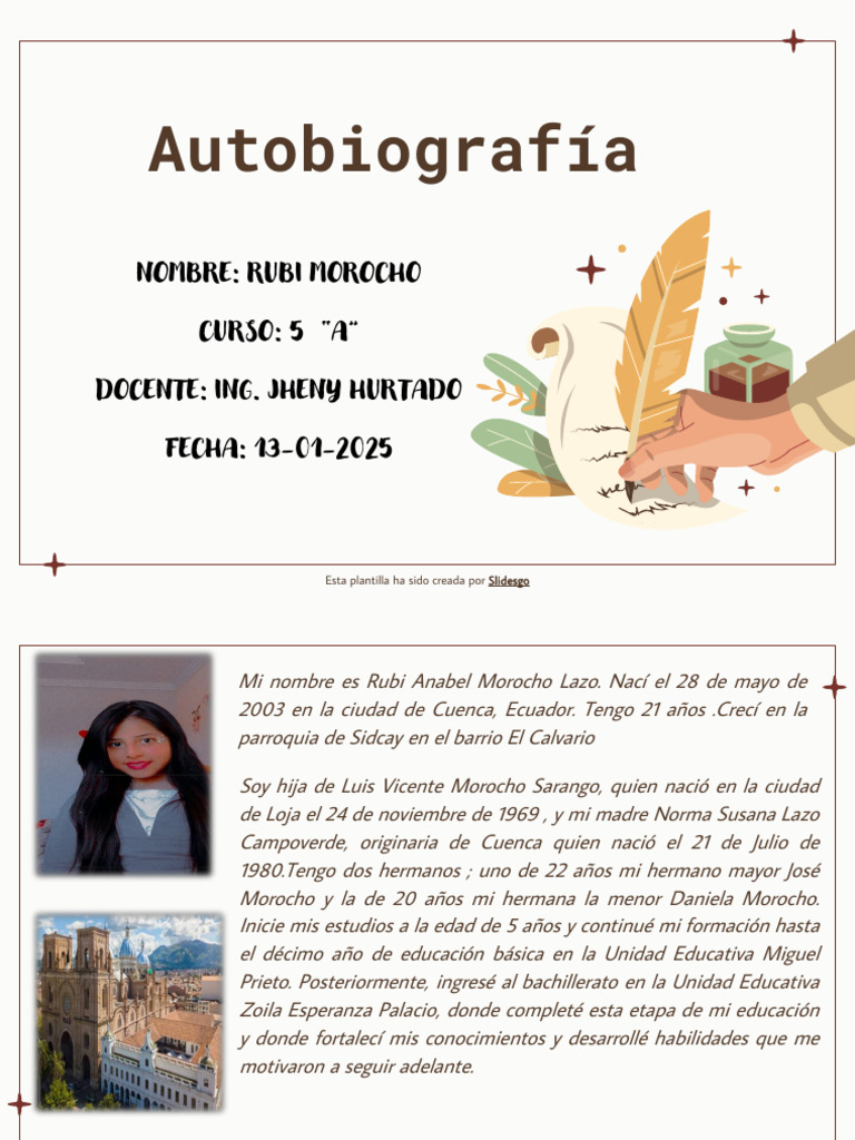 Autobiografía de Rubi Morocho | PDF