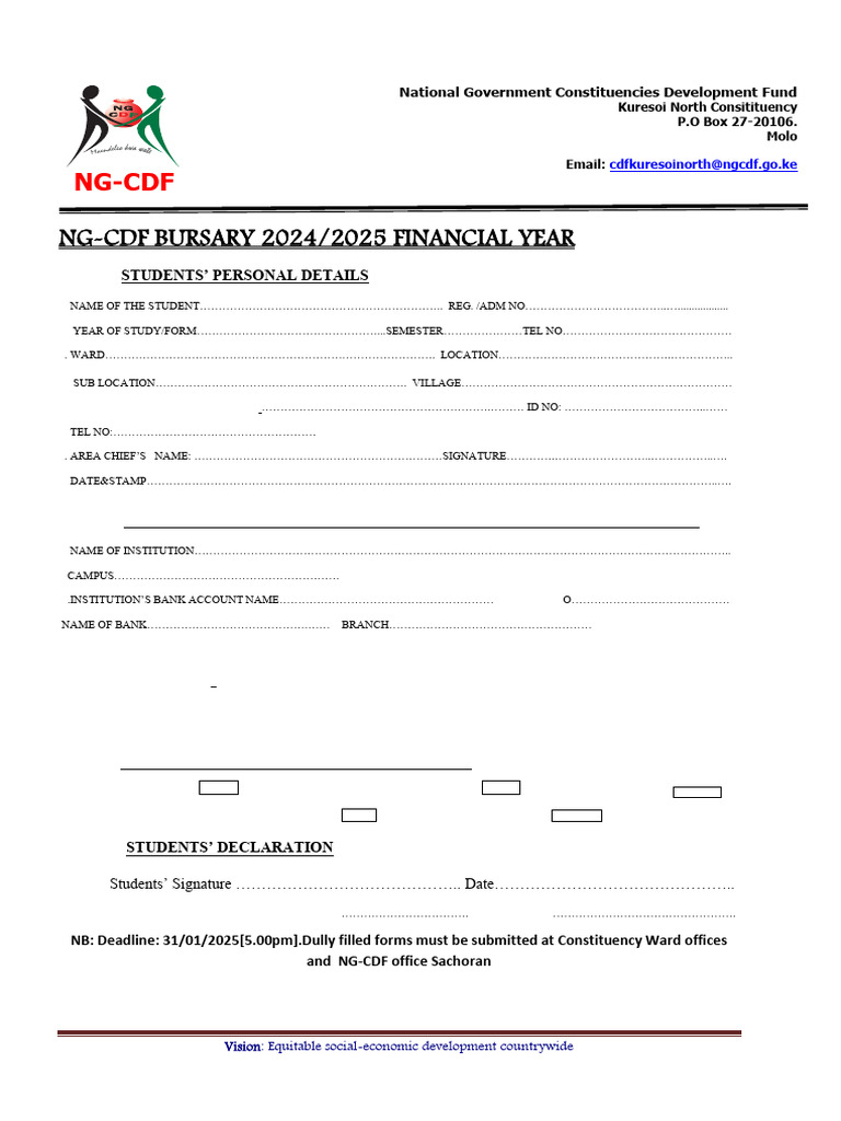 NG-CDF Bursary Application 2025 | PDF