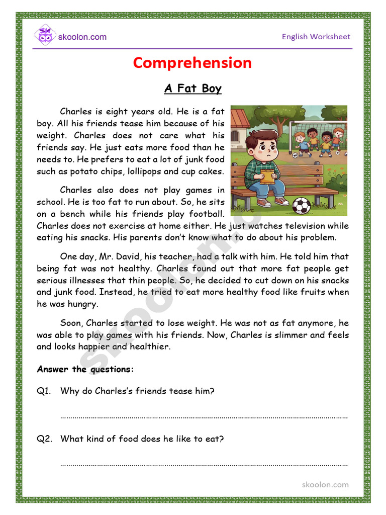 English-Comprehension 1 | PDF | Foods