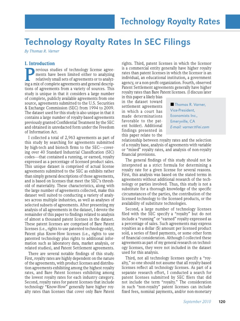 Royalty Rates | PDF | License | Royalty Payment
