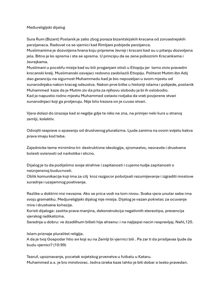 medjureligijski dijalog tekst | PDF