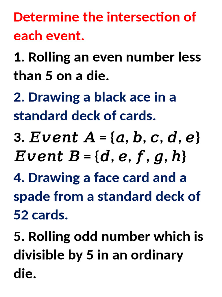 Determine The Intersection of Each Event | PDF