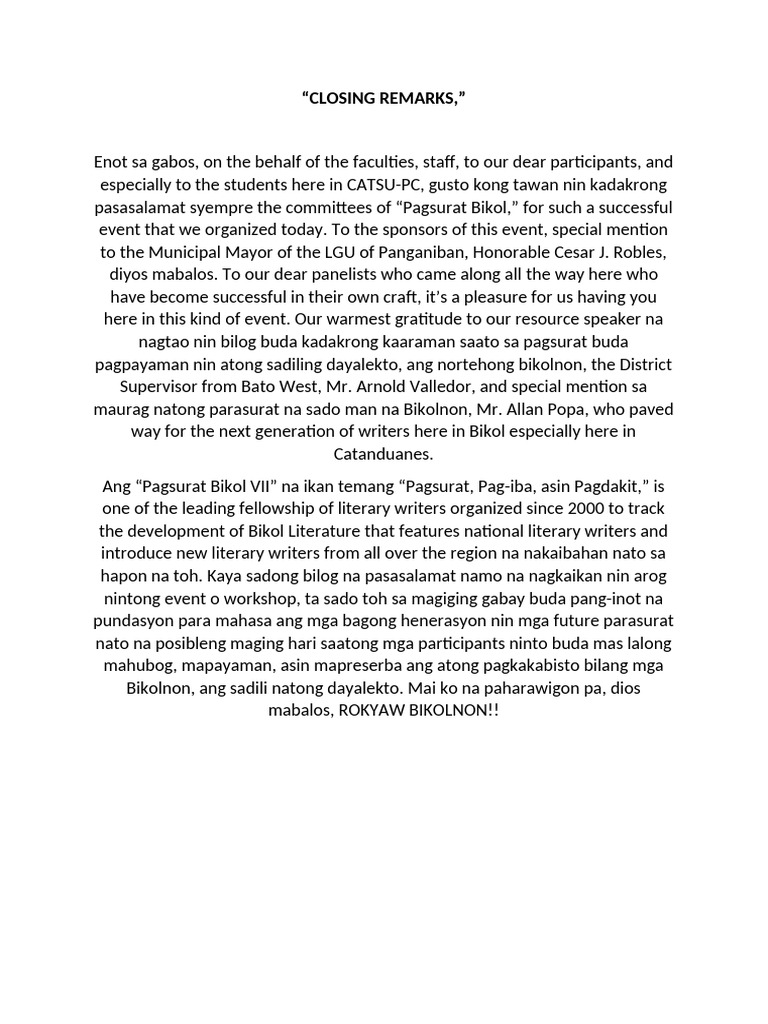 Closing Remarks | PDF