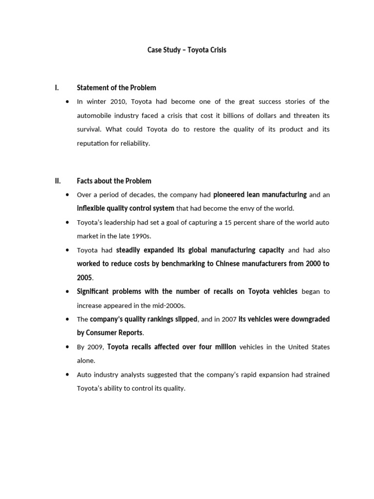 Case Study | PDF | Toyota | Automotive Industry
