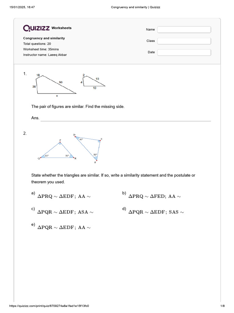 Congruency and Similarity | PDF | Mathematics | Euclidean Geometry
