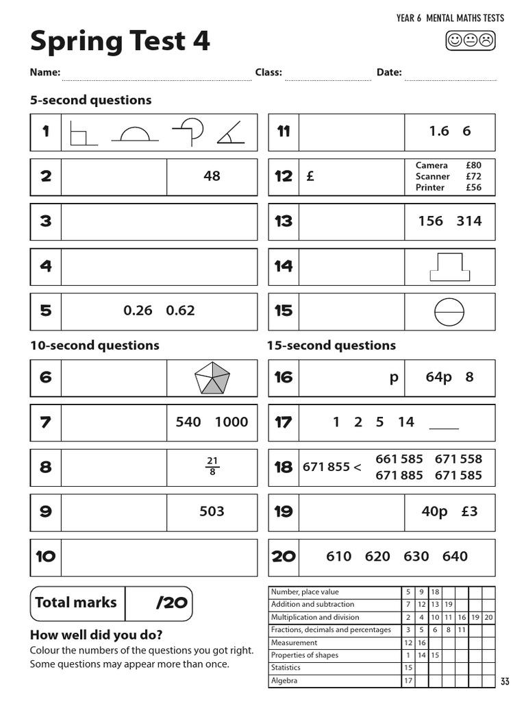 Mental Maths Worksheet Pdf