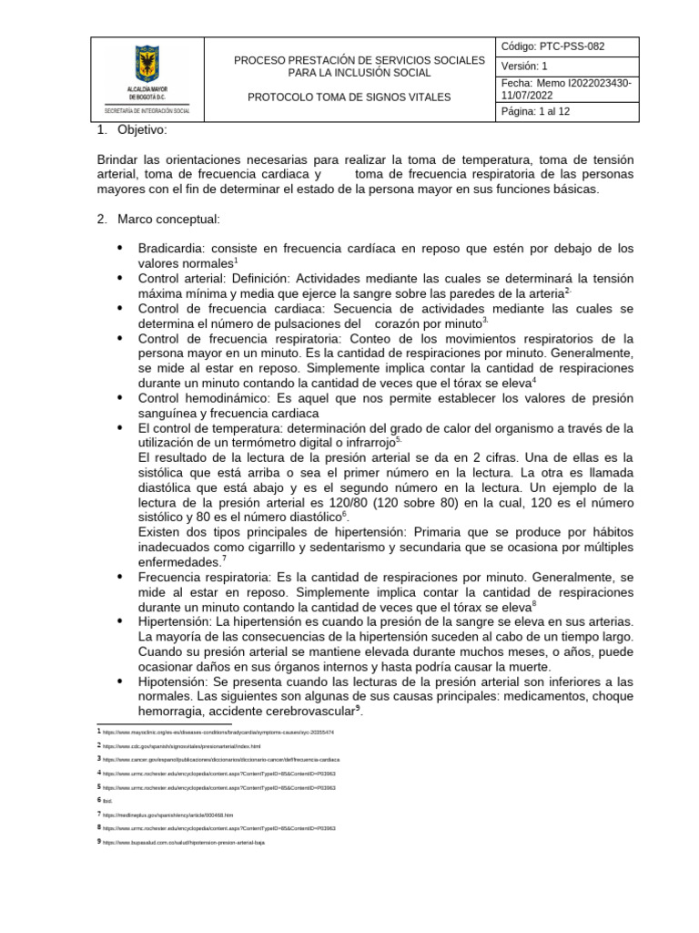 PTC Pss 082 v1 Protocolo Toma de Signos Vitales | PDF | Legumbres ...