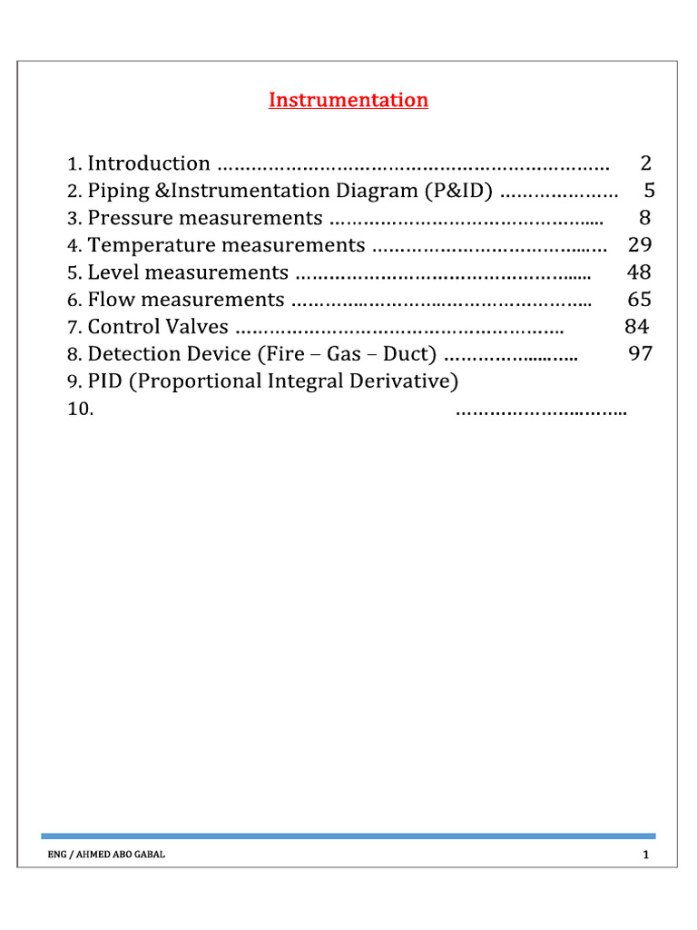 Instrumentation Course | PDF | Thermocouple | Pressure Measurement