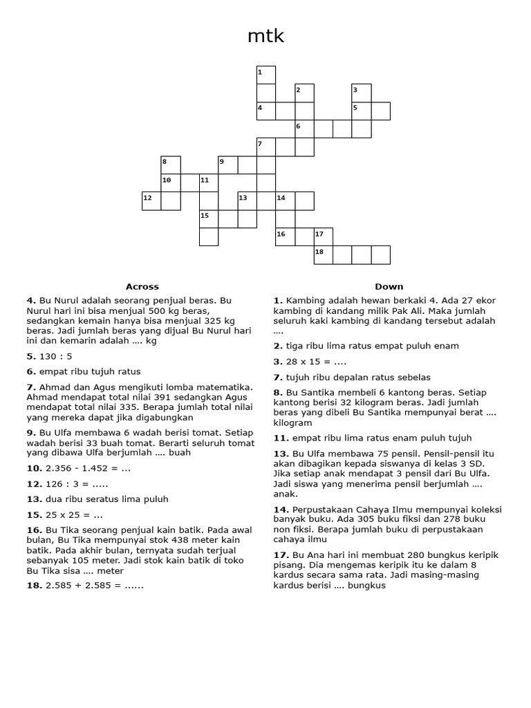 TTS MATEMATIKA OPERASI BILANGAN BULAT | PDF