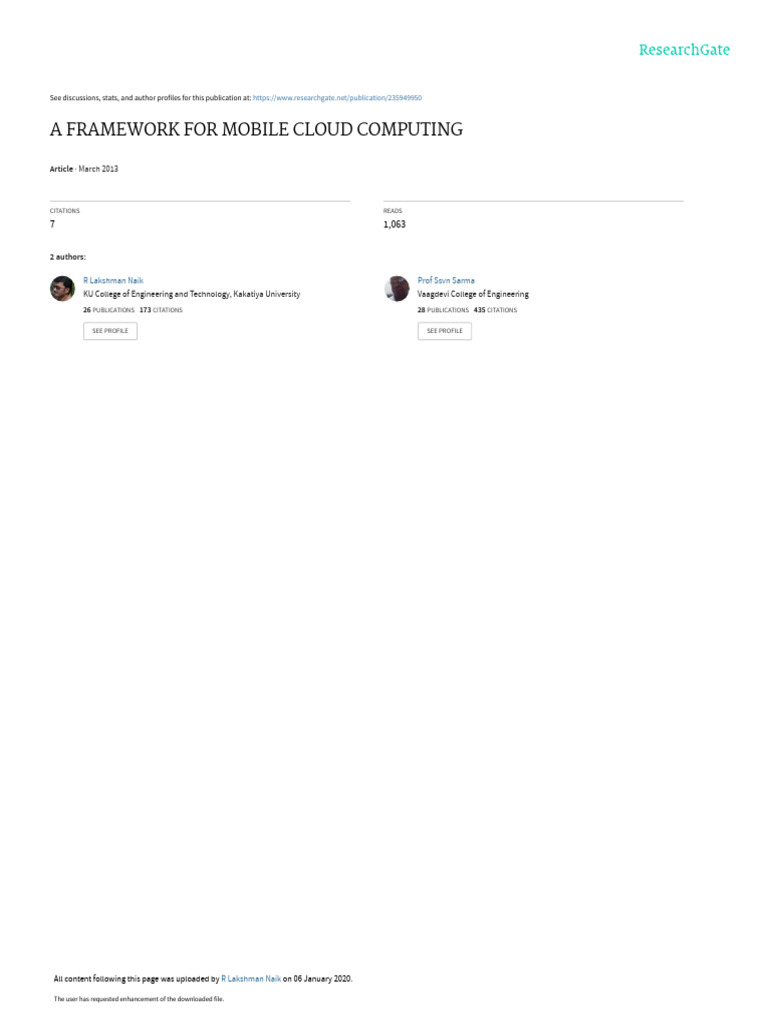 A Framework For Mobile Cloud Computing: March 2013 | PDF | Cloud ...