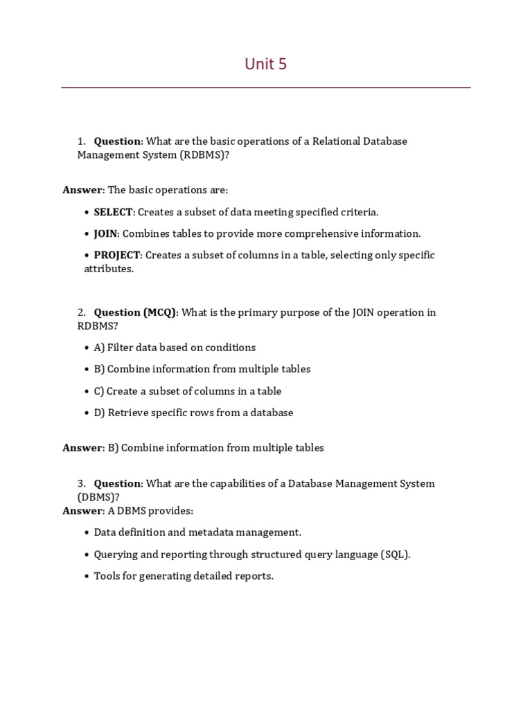 Unit 5 | PDF | Databases | Relational Database