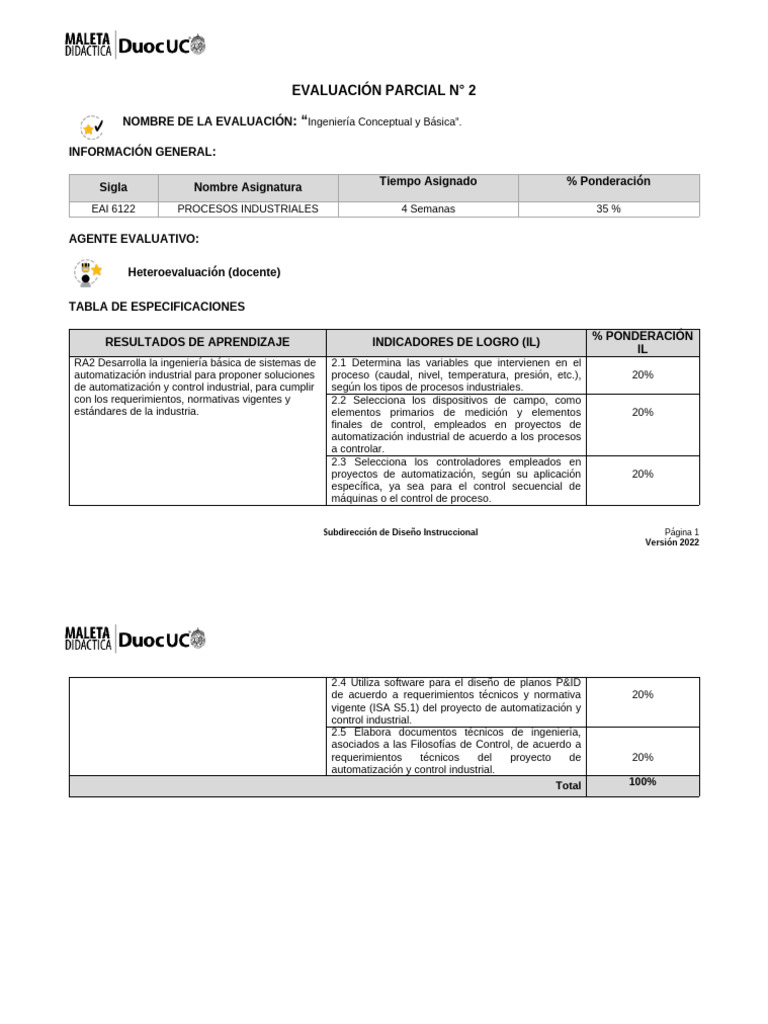 Evaluación De Ingeniería Básica Industrial Pdf Automatización Diseño