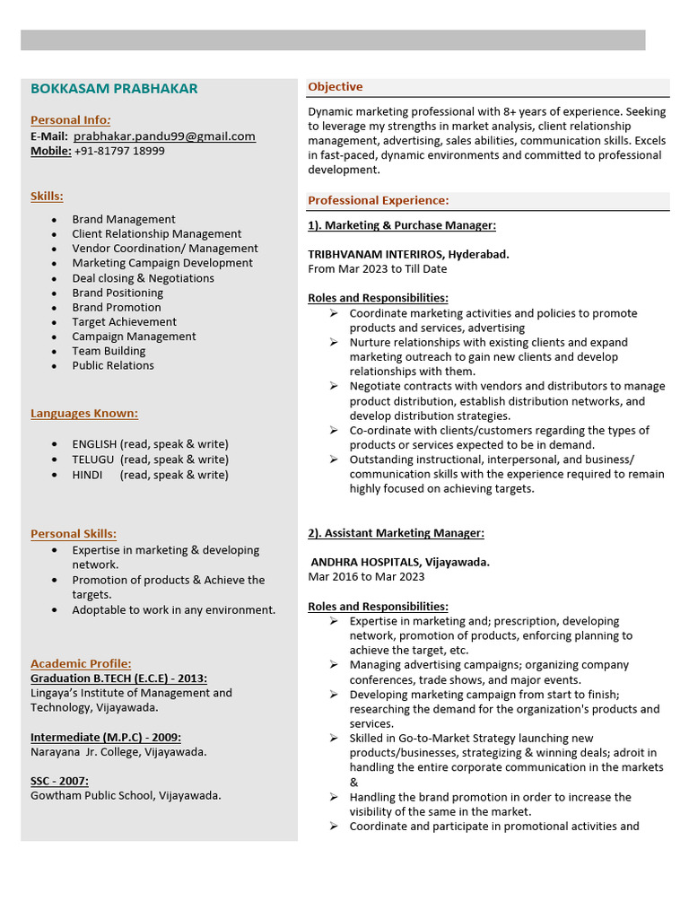 Prabhakar CV | PDF | Marketing | Strategic Management