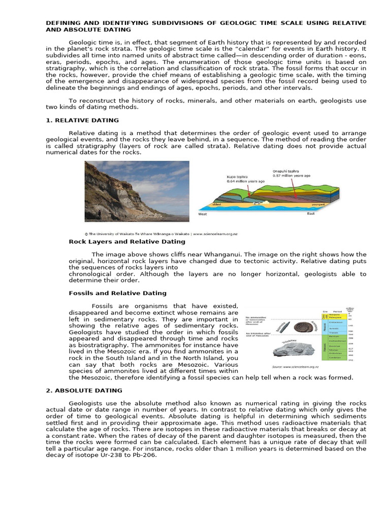 Defining and Identifying Subdivisions of Geologic Time Scale Using Relative and Absolute Dating ...