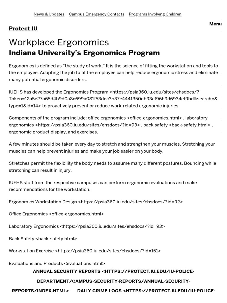 IU Ergonomics Program Guide | PDF