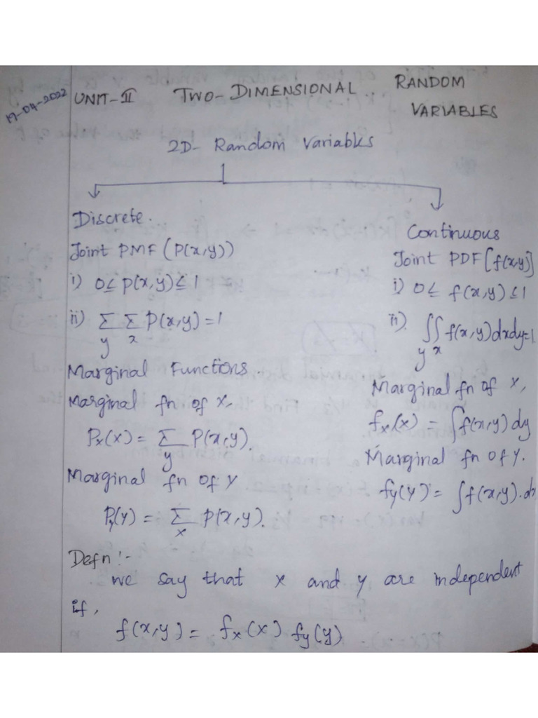 2-D Random Variables | PDF