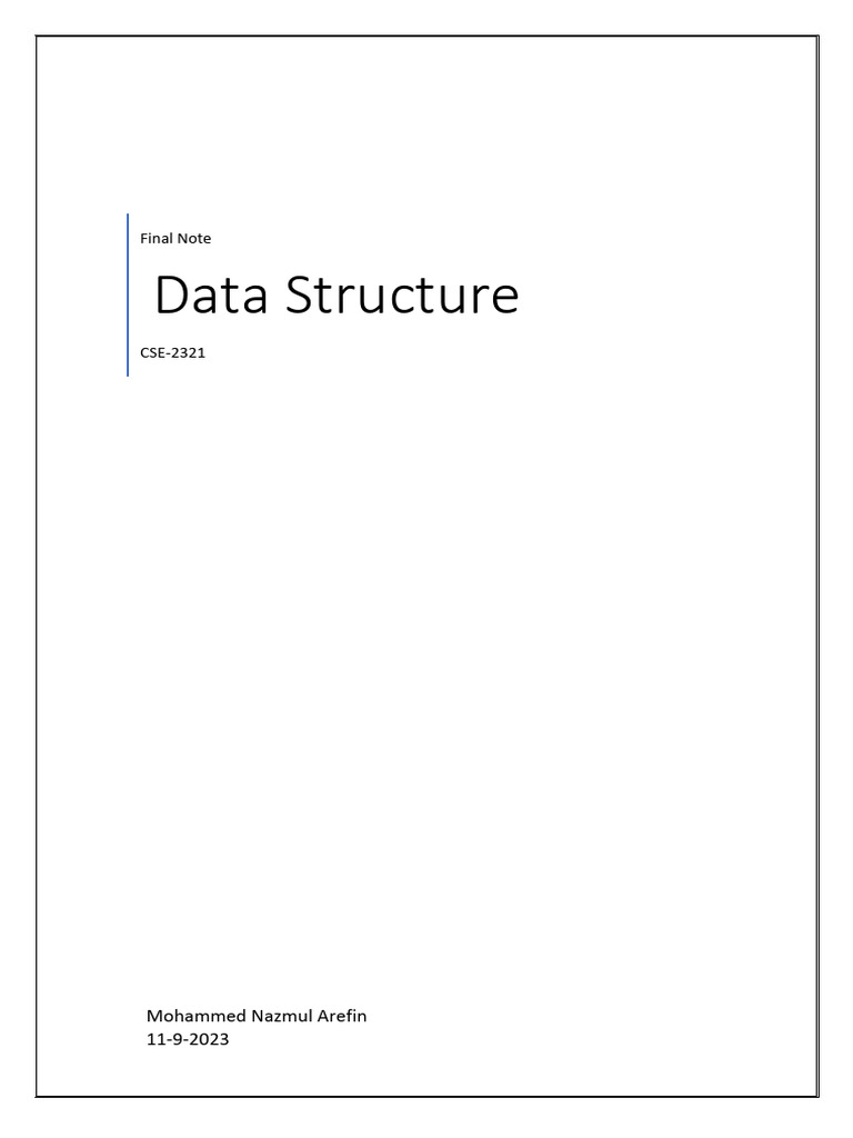 CSE-2321 Data Structure Final Notes | PDF | Algorithms | Algorithms And ...