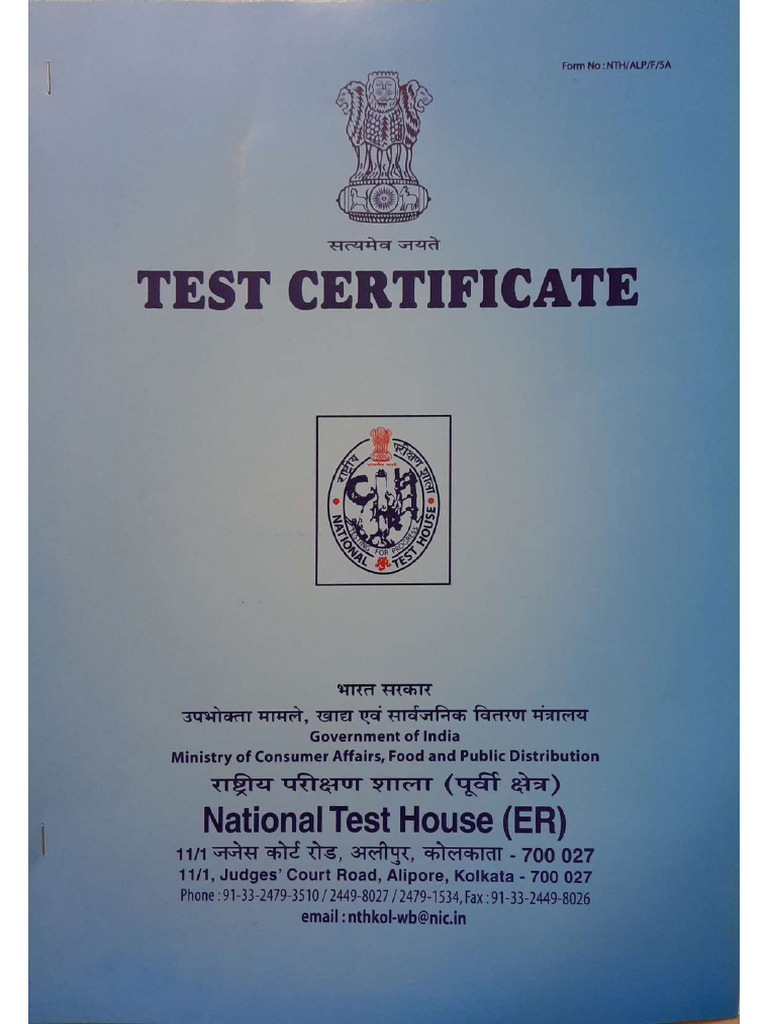 National Test House - Morth Certificate | PDF