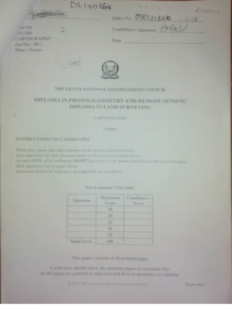 KNEC_CARTO exams | PDF