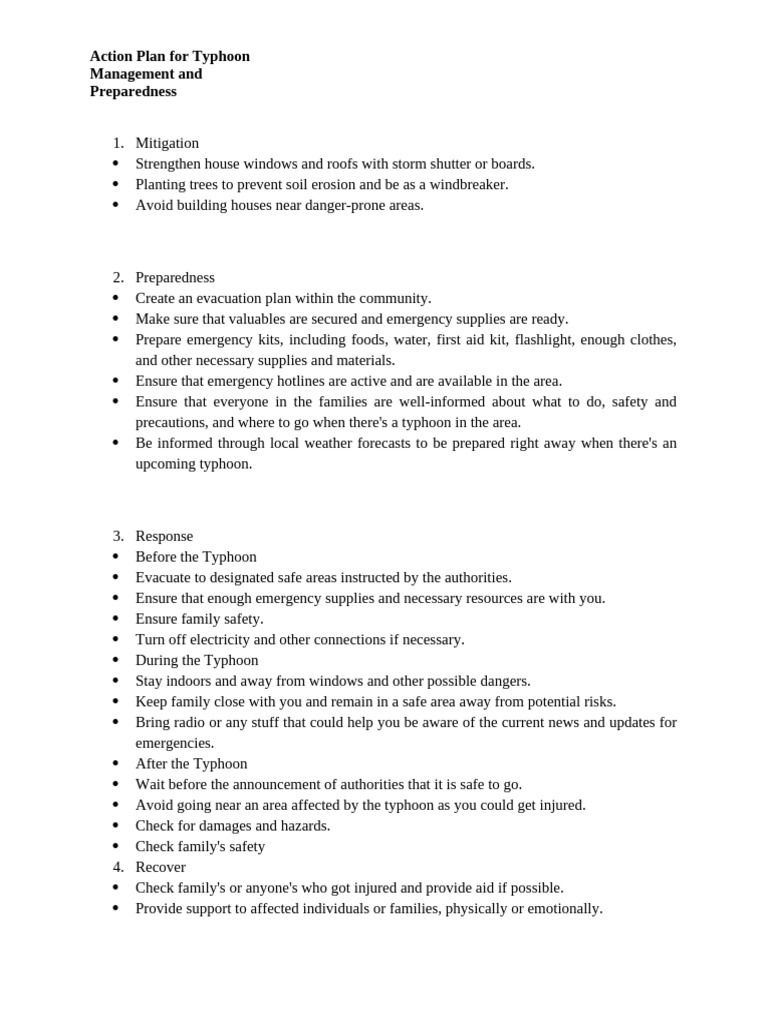 Action Plan For Typhoon Management and Preparedness | PDF | Emergency ...