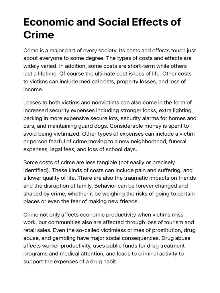 Economic and Social Effects of Crime | Encyclopedia.com | PDF | Crimes ...