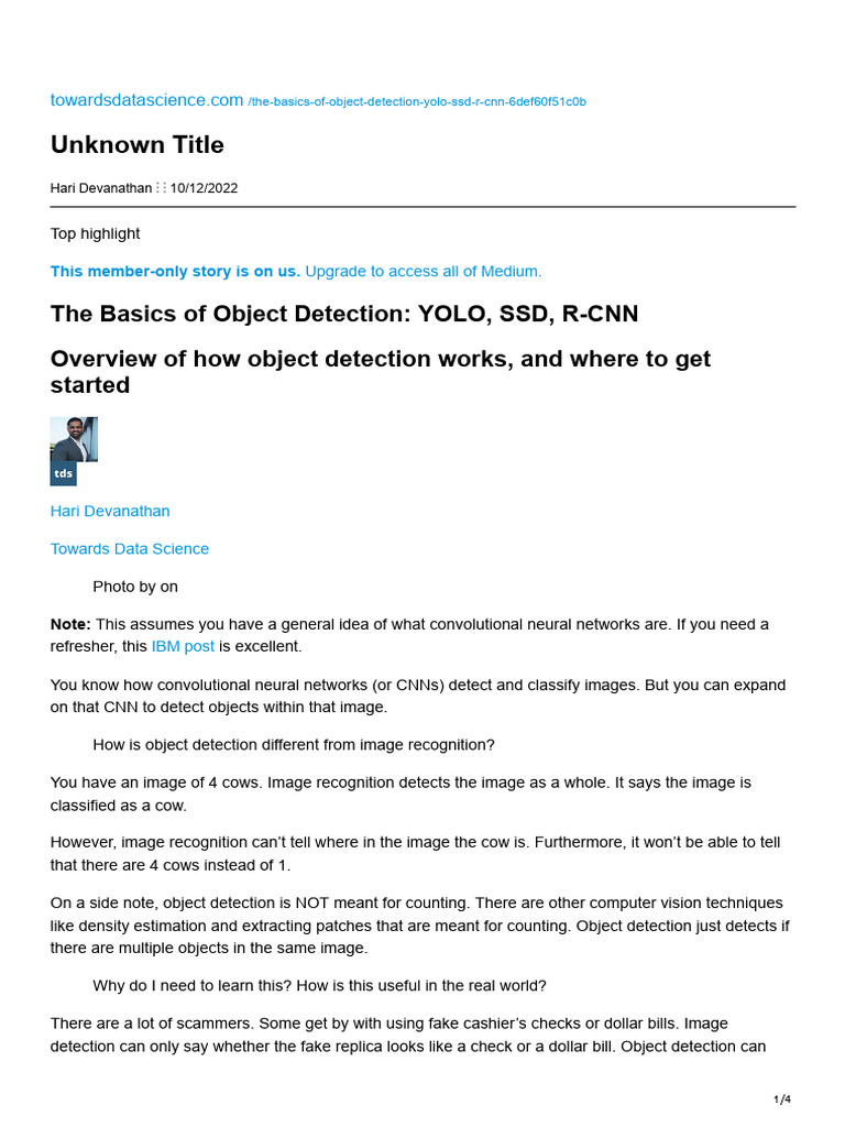 The Basics Of Object Detection Yolo Ssd R Cnn Pdf Computer Science 3625