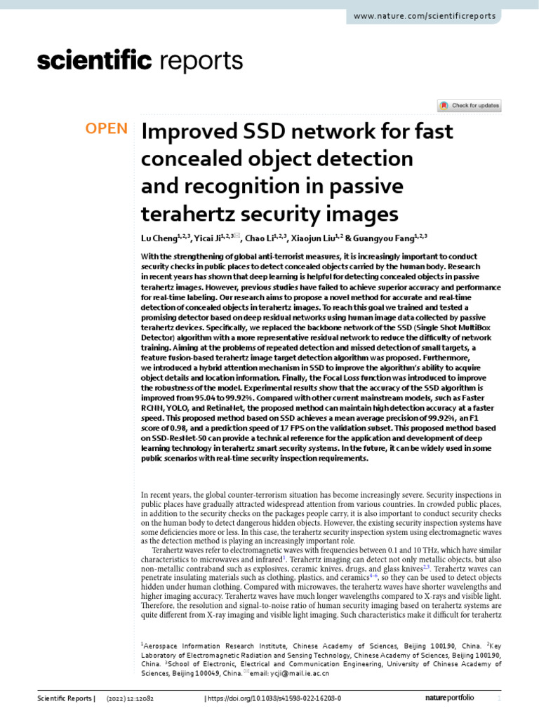 Improved Ssd Network For Fast Concealed Object Detection And