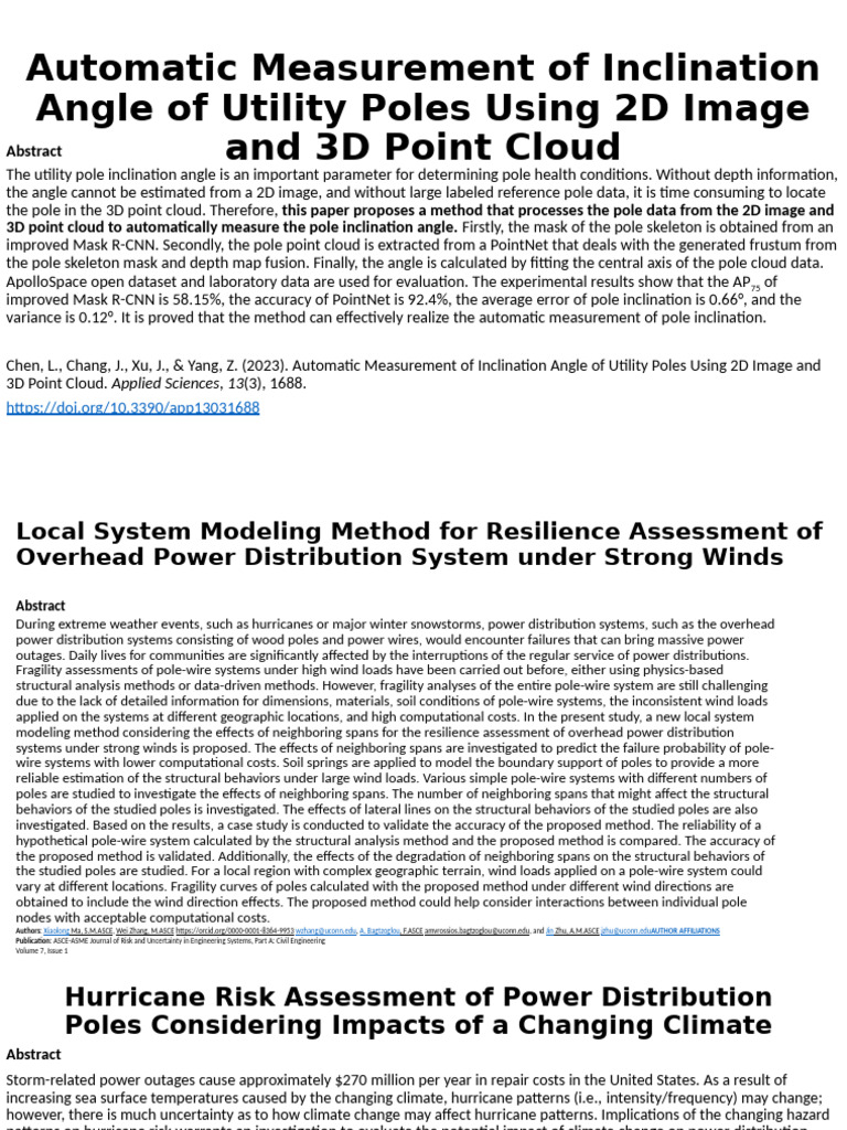 Automatic Utility Pole Angle Measurement | PDF | Reliability ...