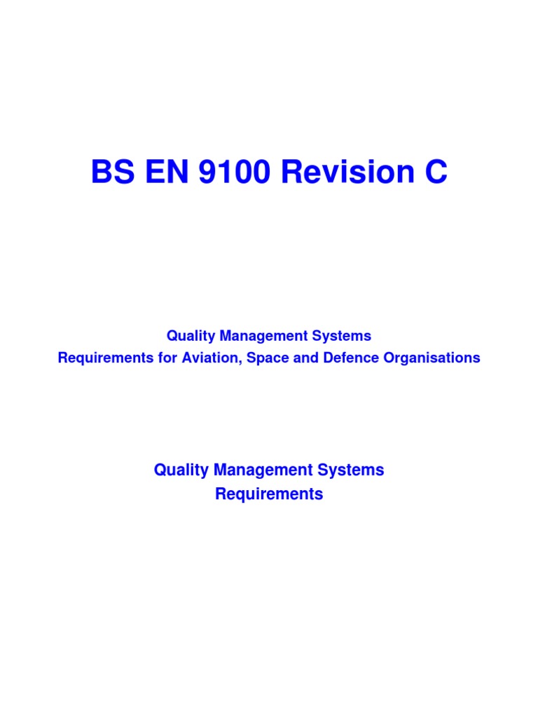 AS9100 2009 (Revision C) | Quality Management | Quality Management System