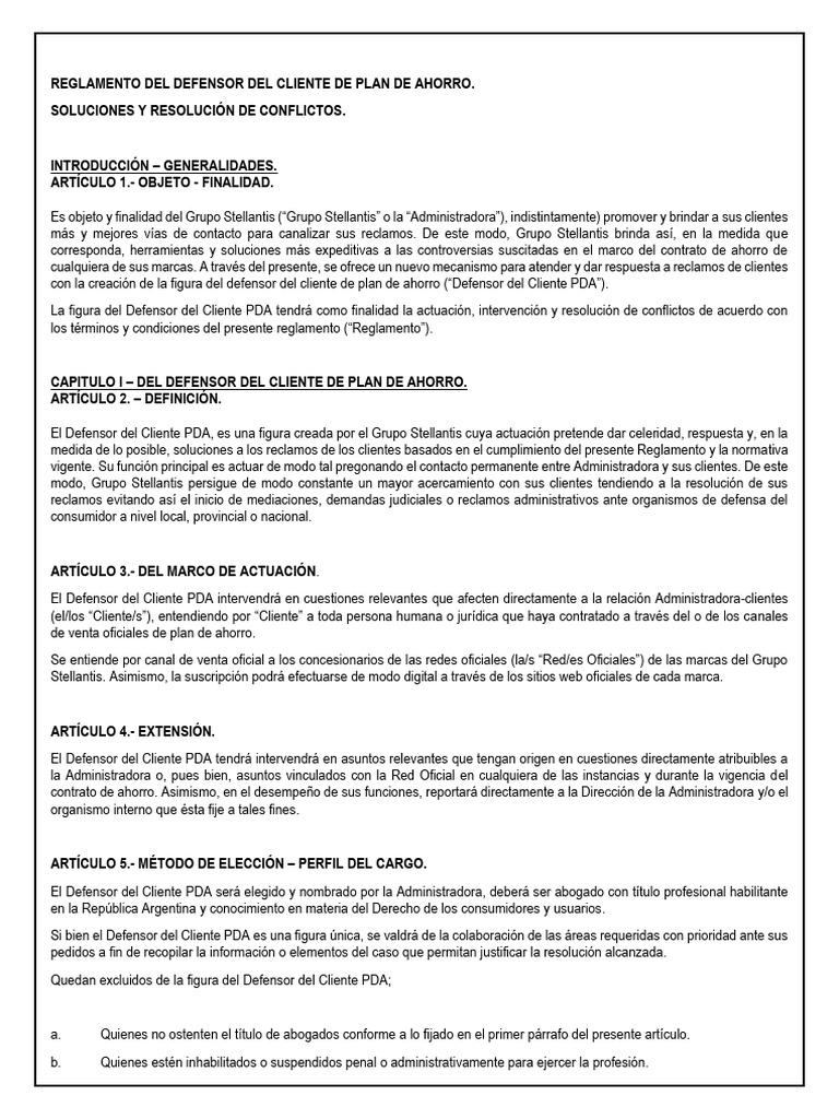 Reglamento Del Defensor Del Cliente Pda | PDF | Abogado