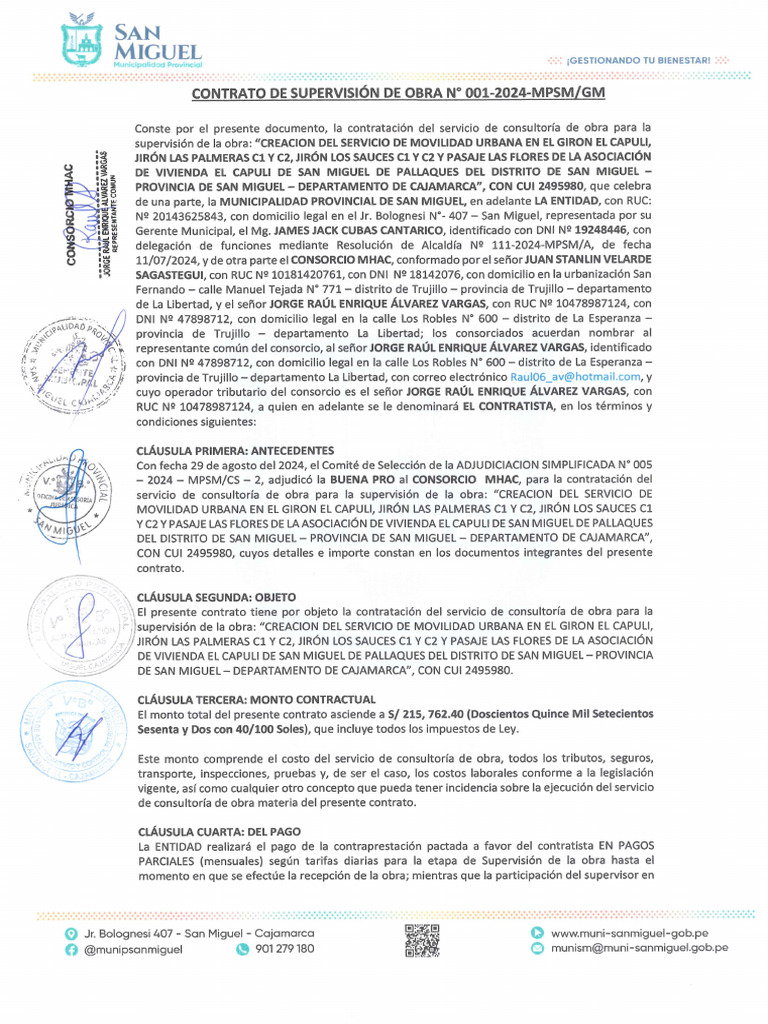 Contrato Supervisión Capulí | PDF
