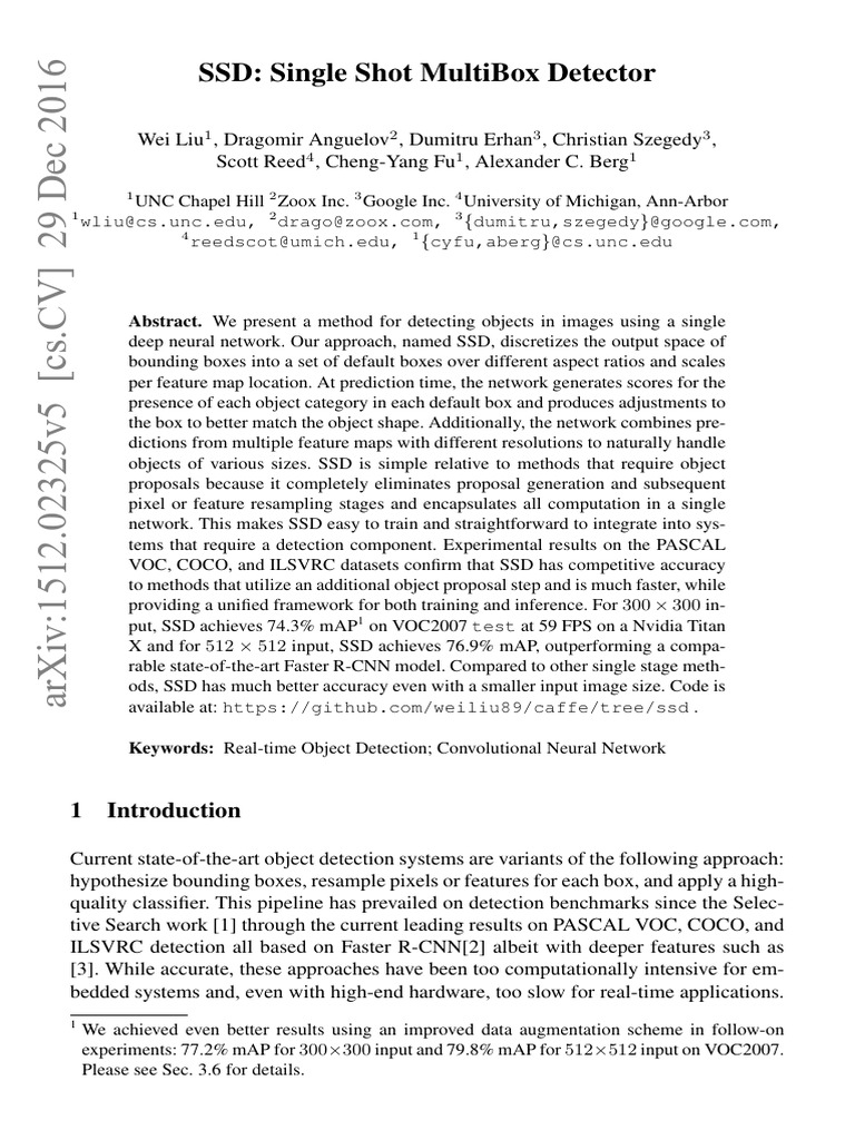 Ssd Single Shot Multibox Detector Pdf 