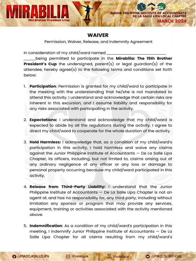 Waiver | PDF | Indemnity | Business Law