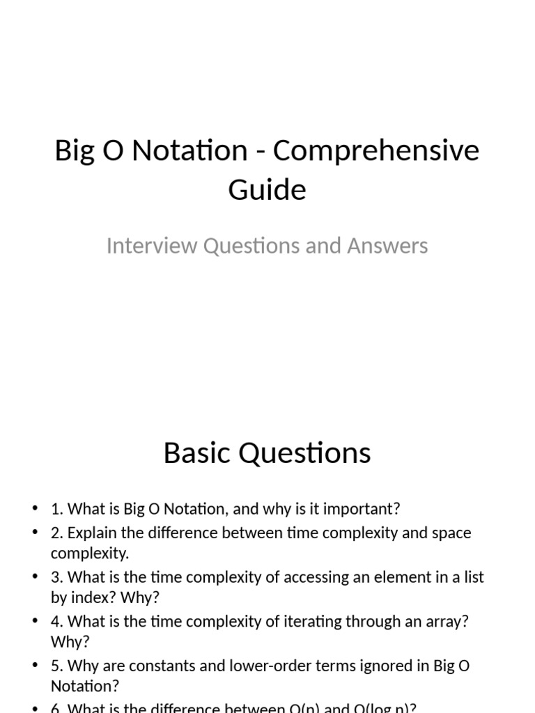 Big O Notation Interview Guide | PDF