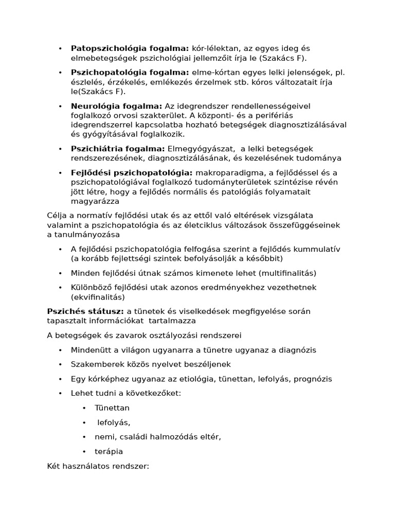Pszichopatológia | PDF