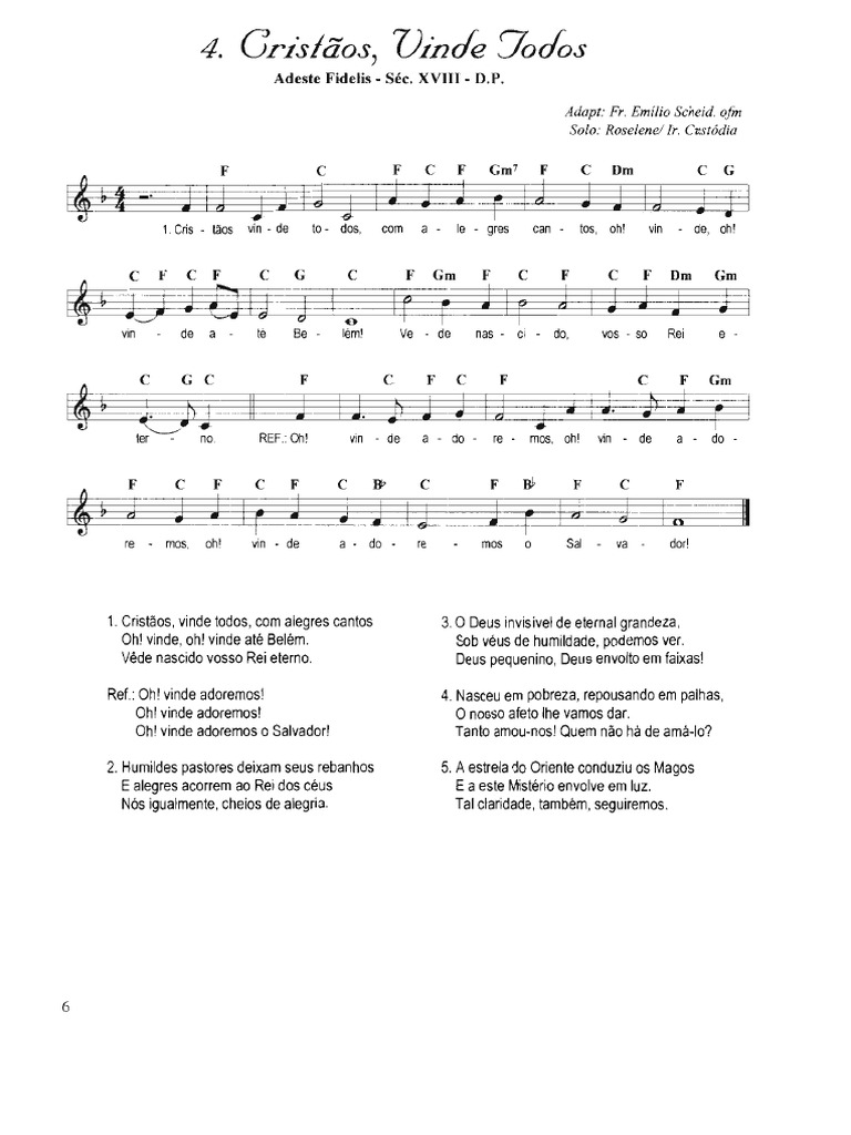 Ofertório ou comunhão - Cristaos vinde todos - Natal | PDF